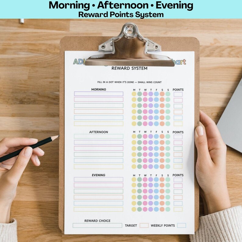 ADHD Chore Chart for Kids Printable, Routine ADHD Cheat Sheet, Reward ...