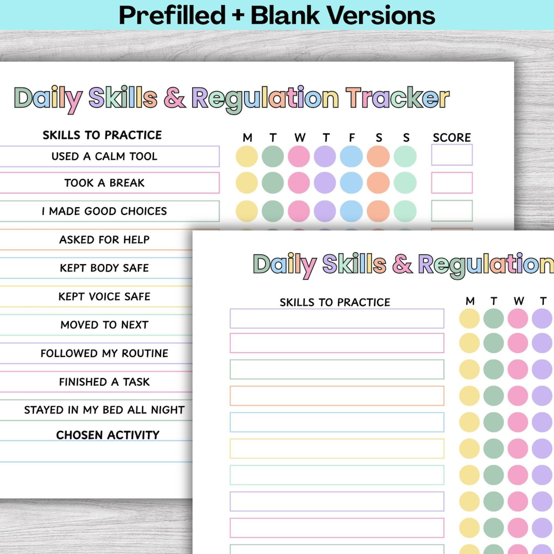 Editable ADHD Behavior Chart for Kids Printable, Daily Regulation ...