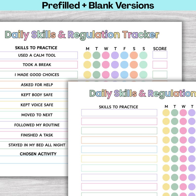 ADHD Behavior Chart for Kids Printable, Daily Regulation & Executive ...