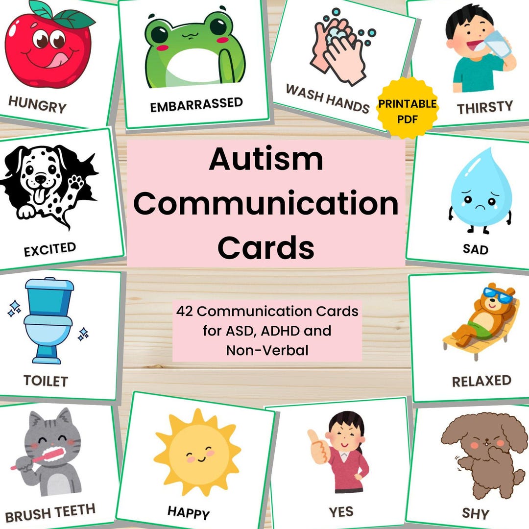 Autism Communication Cards Printable Visual Support for Nonverbal Kids ...