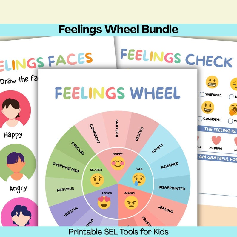 Feelings Wheel PNG Printable, Calm Down Corner Pdf, ADHD Emotions Chart ...
