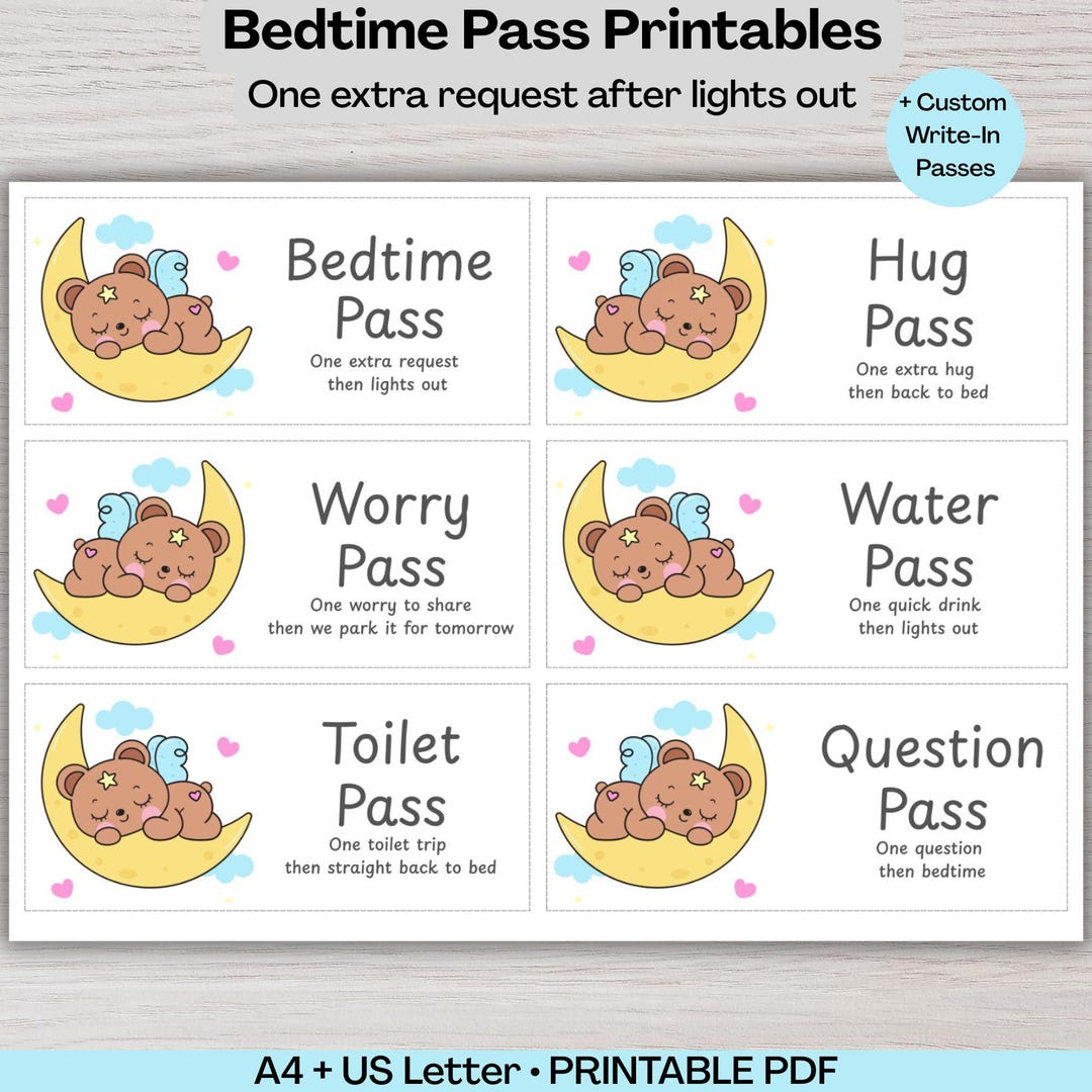 Bedtime Pass Printable for ADHD & Autism Kids – Stop Repeated Getting ...