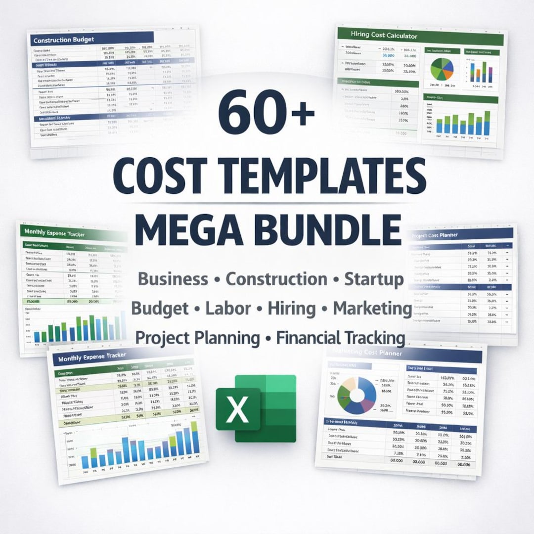 60+ Ultimate Cost Templates Bundle Excel | Business, Construction ...