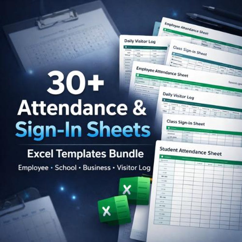 30+ Attendance & Sign-in Sheets Bundle | Excel Templates for Employee ...