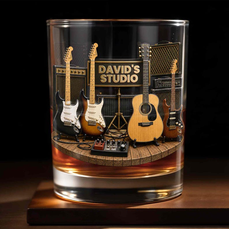 Custom Studio Guitar Whiskey Glass, Electric Guitars Personalized ...