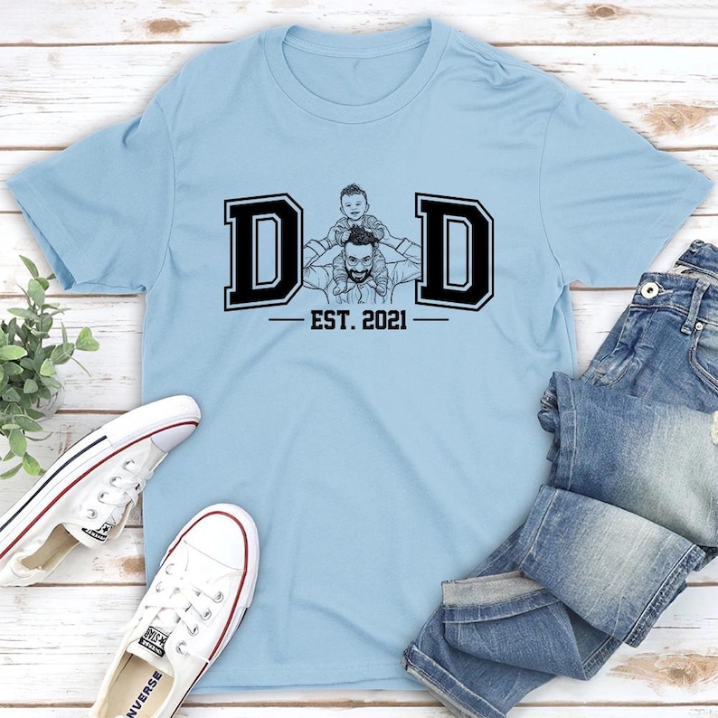 Custom Photo Dad Est Shirt, Fathers Day T-shirt Gift for Dad From Kids ...
