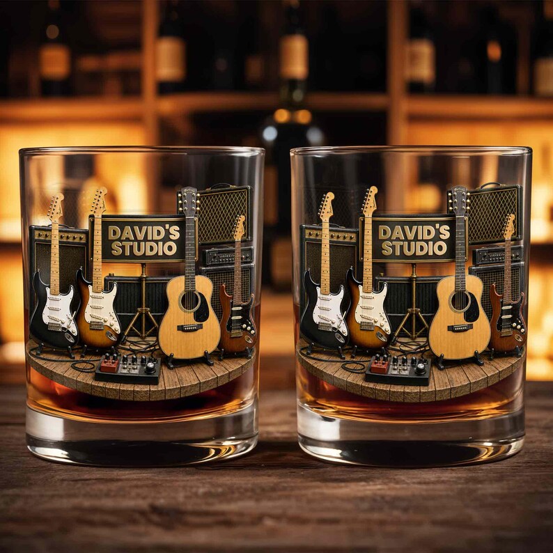Custom Studio Guitar Whiskey Glass, Electric Guitars Personalized ...