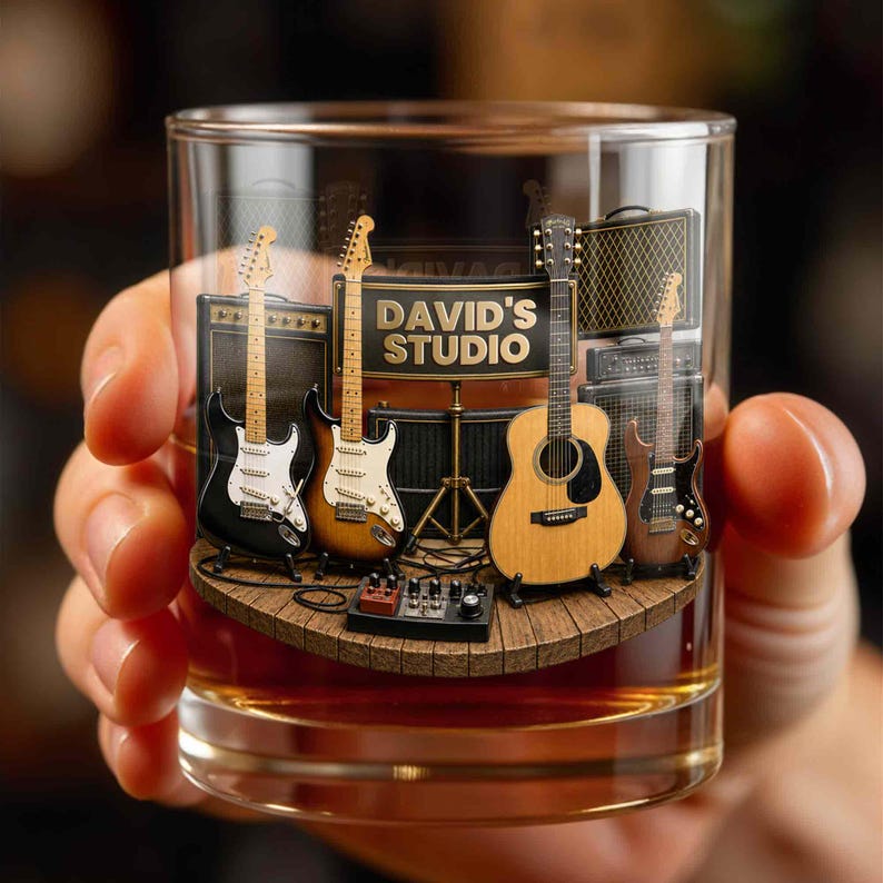 Custom Studio Guitar Whiskey Glass, Electric Guitars Personalized ...