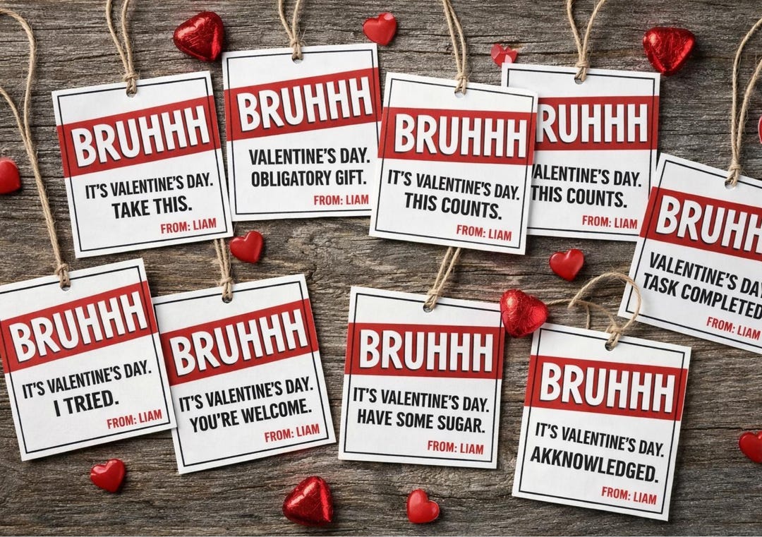 Bruh Valentine Candy Tags for Tweens, Funny Classroom Exchange ...