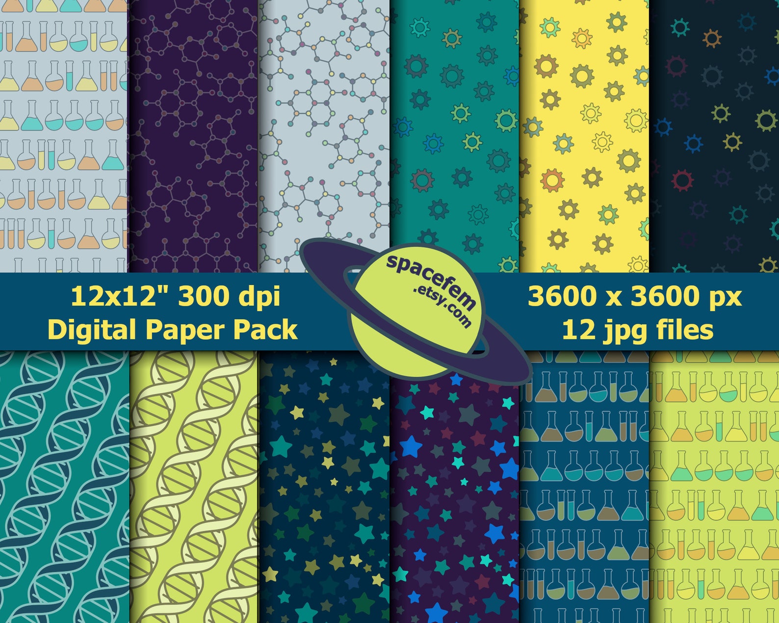 Science Digital Scrapbook Paper - Jpg Files 300dpi 12 Inch - Etsy