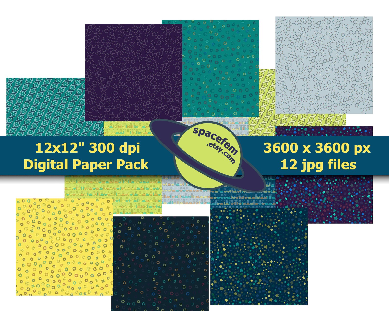 Science Digital Scrapbook Paper - Jpg Files 300dpi 12 Inch - Etsy