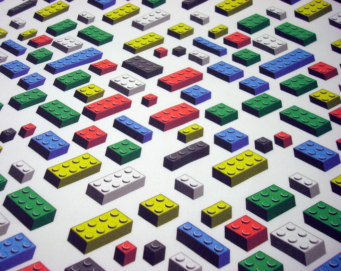Bricks Fabric Yard - Lego Inspired Quilting Cotton on White - Geek ...