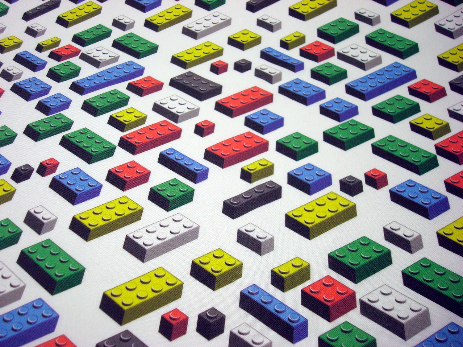 Bricks Fabric Yard lego inspired quilting cotton on white | Etsy