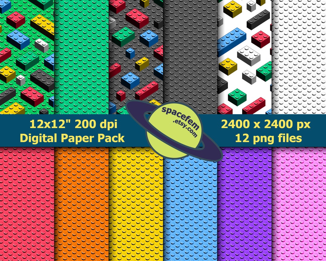 Building Bricks Digital Scrapbook Paper Toy Clipart Digital Download ...