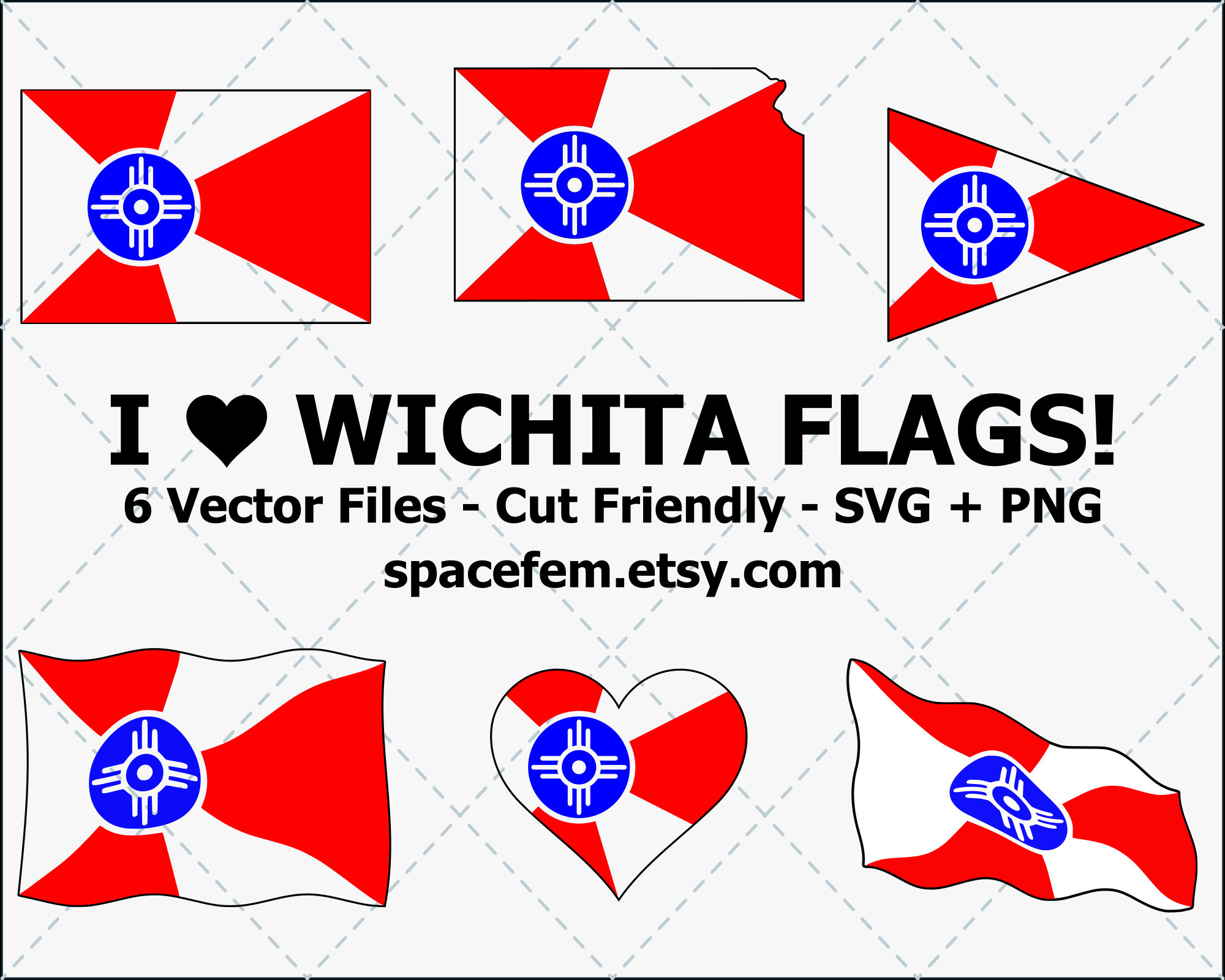 Wichita Flag SVG Vector Cut Files PNG Kansas Art - Etsy