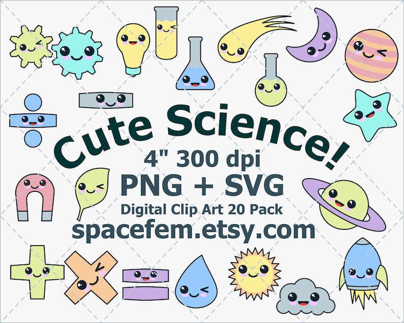 Science SVG Cute Pack - Kawaii STEM Digital Clipart - Etsy