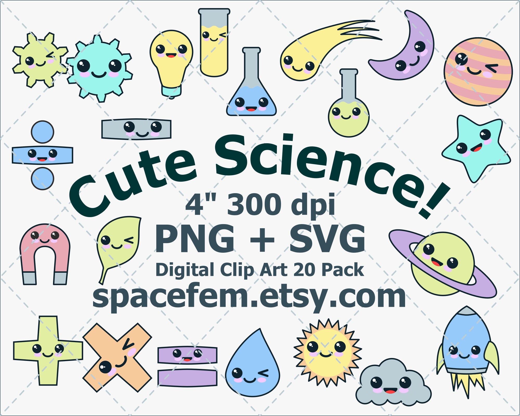 Science SVG Cute Pack - Kawaii STEM Digital Clipart - Etsy