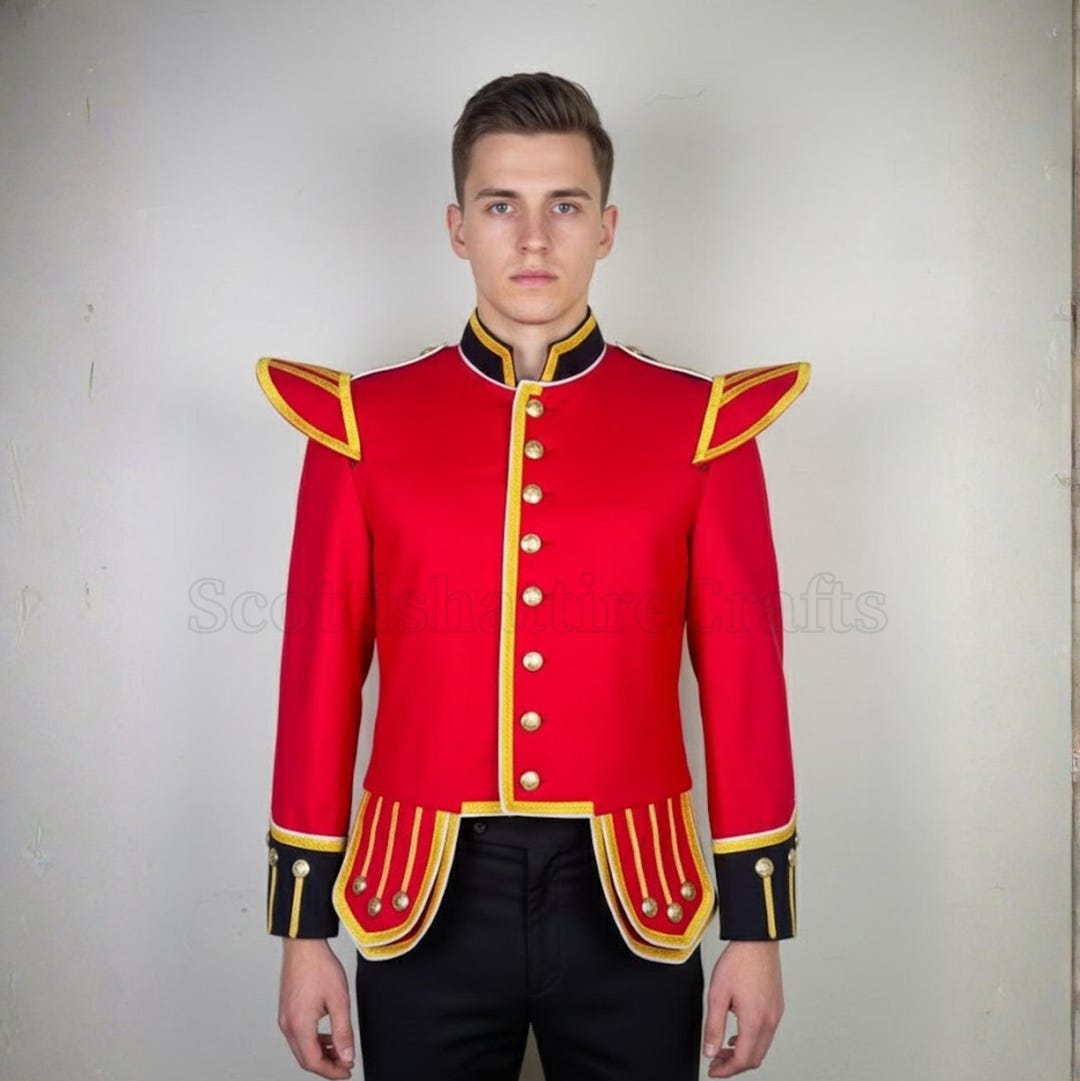 Custom Scottish Red Military Doublet Jacket | Men’s Highland Piper ...
