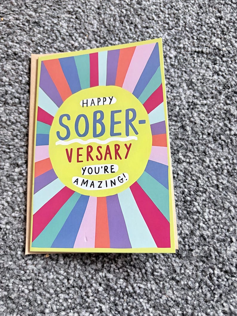 Sober Anniversary Card, Colorful Congratulations - Etsy