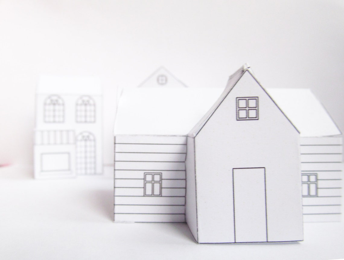 Three DIY Paper Houses, Ready Design Templates to Print, Cute Christmas ...