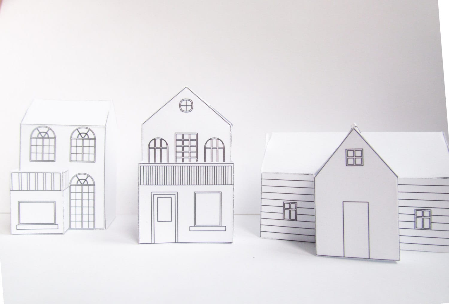 Three DIY Paper Houses, Ready Design Templates to Print, Cute Christmas ...