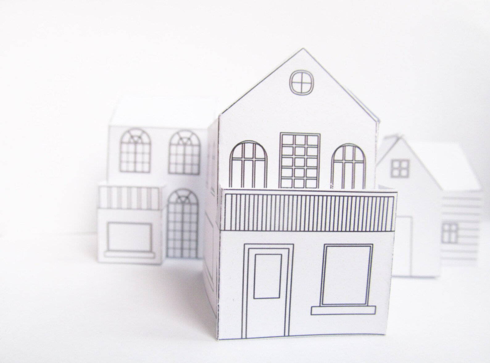 Three DIY Paper Houses, Ready Design Templates to Print, Cute Christmas ...