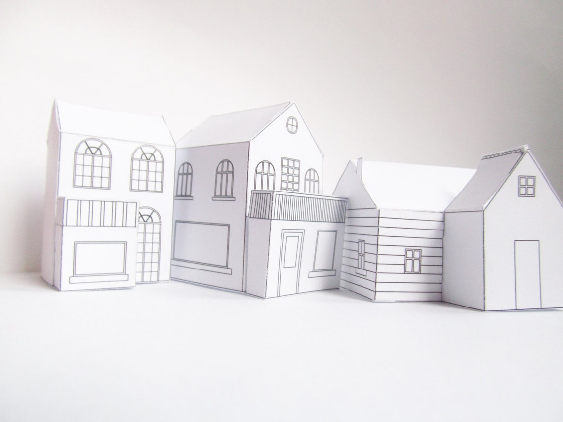Three DIY Paper Houses, Ready Design Templates to Print, Cute Christmas ...