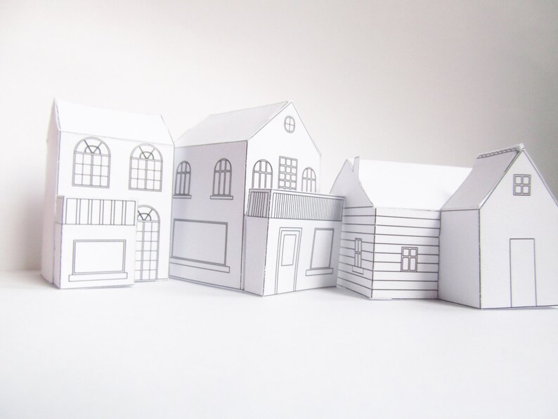 Three DIY Paper Houses, Ready Design Templates to Print, Cute Christmas ...