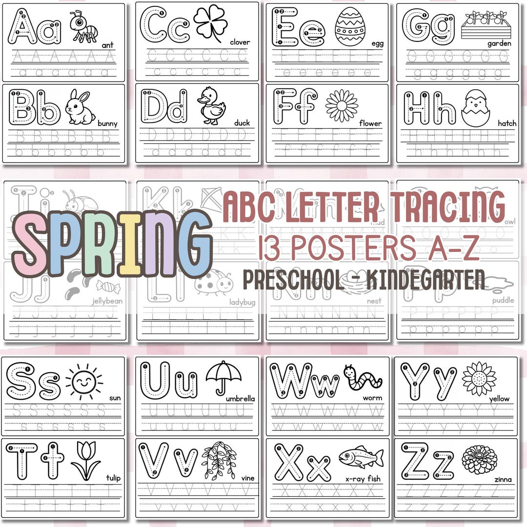 Alphabet Tracing Worksheets A-Z Kindergarten Morning Work Printable ...