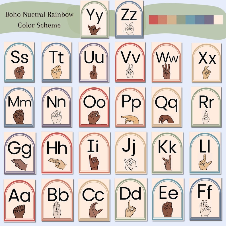 Boho ASL Alphabet Posters | Inclusive Classroom Decor (digital Download ...