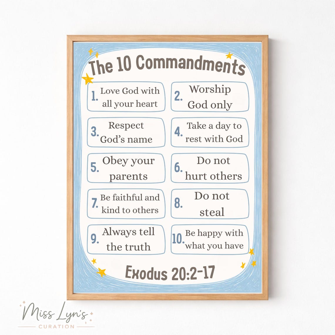 10 Commandments Poster Printable for Kids | Christian Wall Art Nursery ...