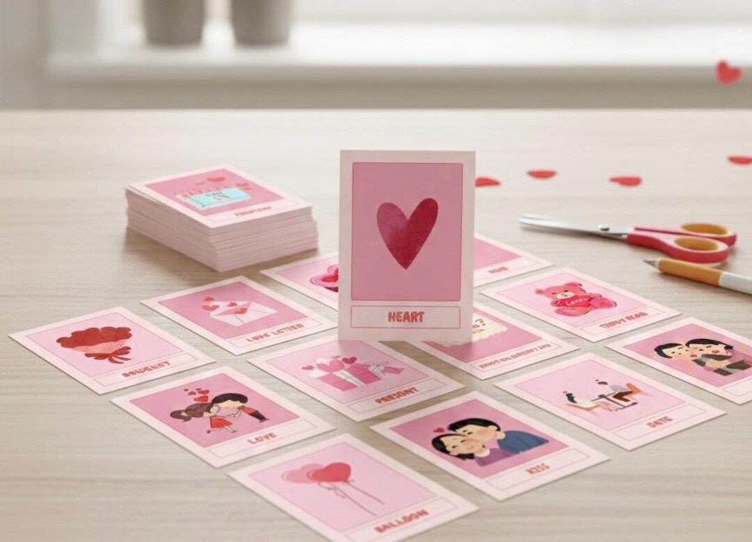 16 Valentine’s Day Flashcards, Preschool Learning Printables, Valentine ...