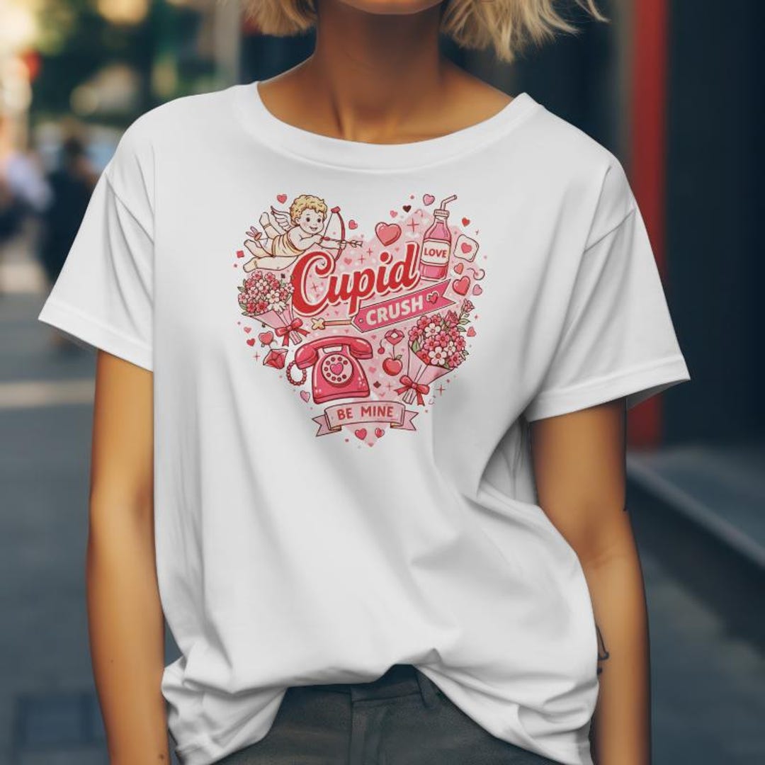 Cupid Crush Tee | Valentine Heart, Cherub, Retro Phone, Sweets, Be Mine ...