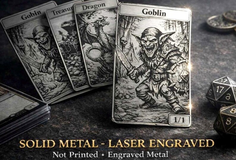 MTG Goblin 1/1 Metal Token – Laser Engraved Aluminum Fantasy Card ...