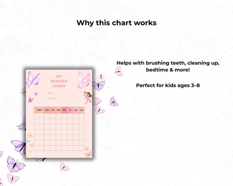 Butterfly Reward Chart Printable Chore & Routine Tracker Behavior Chart ...