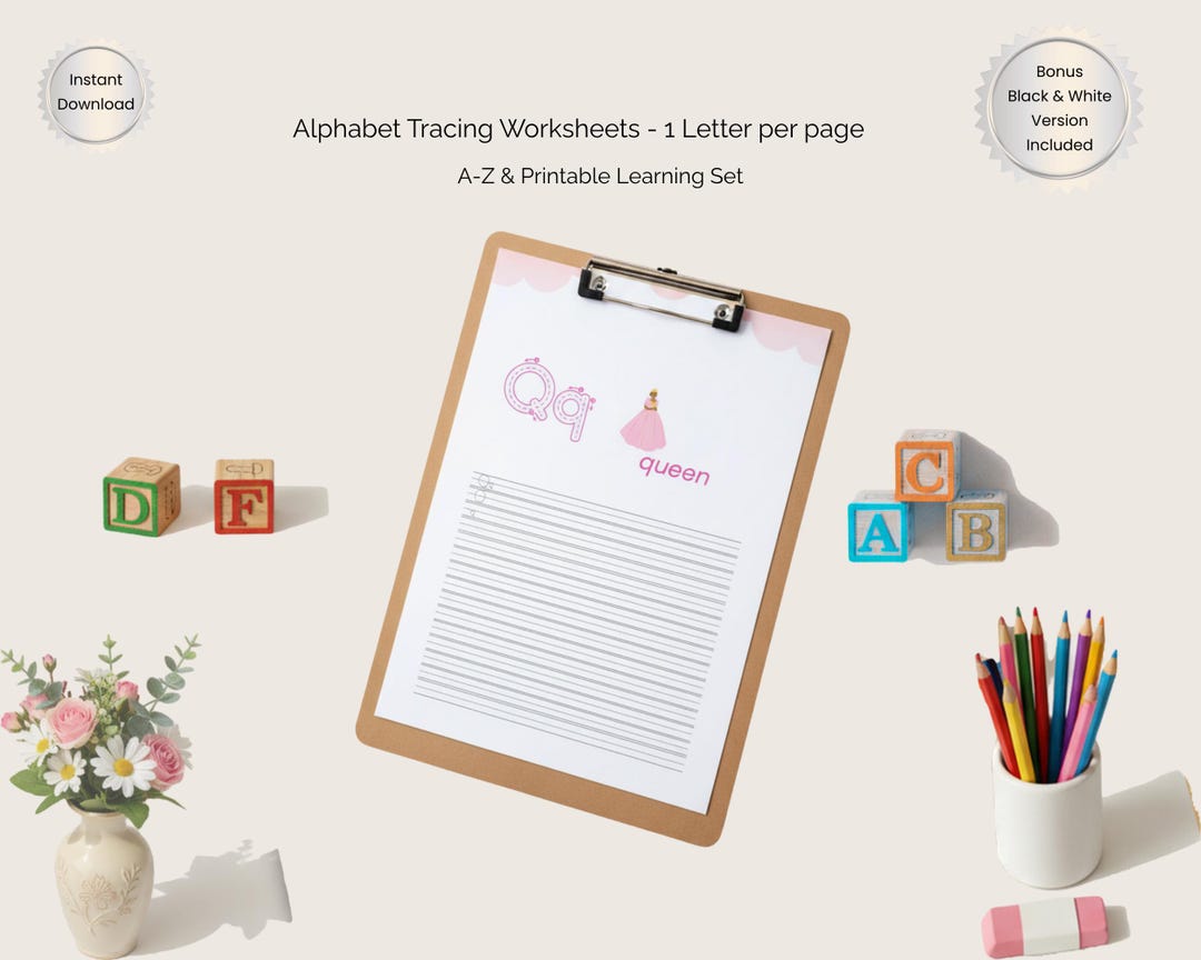 Alphabet Tracing Worksheets Pastel: Uppercase, Lowercase Handwriting ...