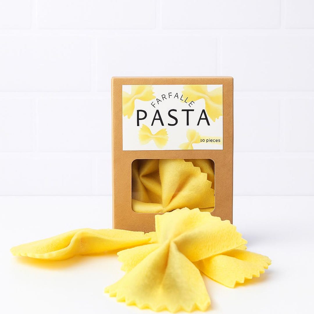 Handmade Felt Farfalle Pasta Toy Set: Montessori Pretend Play Food - Etsy