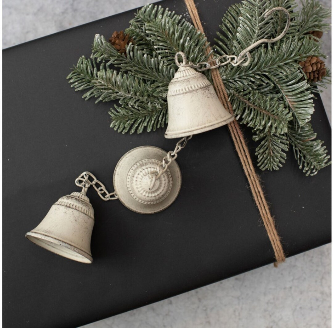 Rustic Vintage Farmhouse Aged White Metal Hanging Bells - Etsy