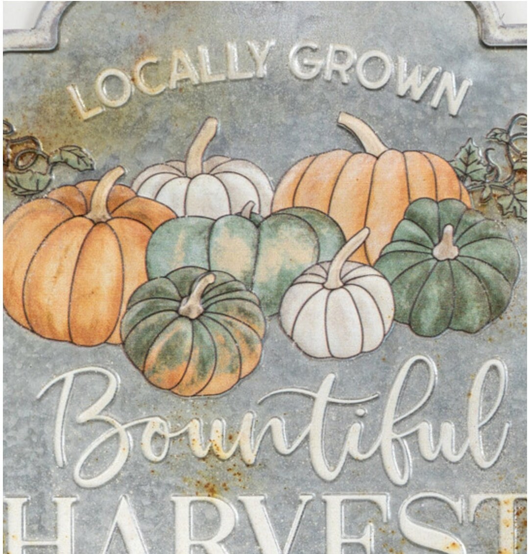 Rustic Rusty Embossed Metal Fall HARVEST PUMPKIN FARM Door Greeter ...