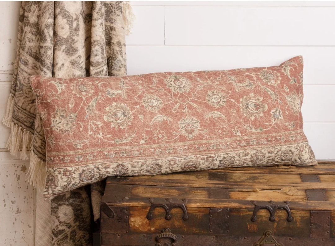 Boho Cottage Modern Farmhouse Style Pillows Russet Cream Gray Floral ...