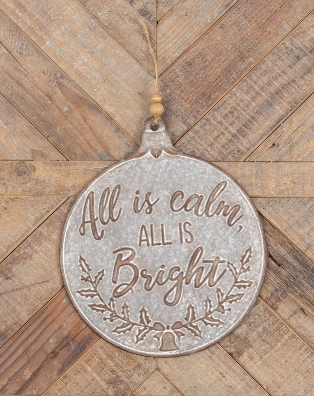 Rustic Vintage Christmas Farmhouse all is CALM All is Bright Beaded ...