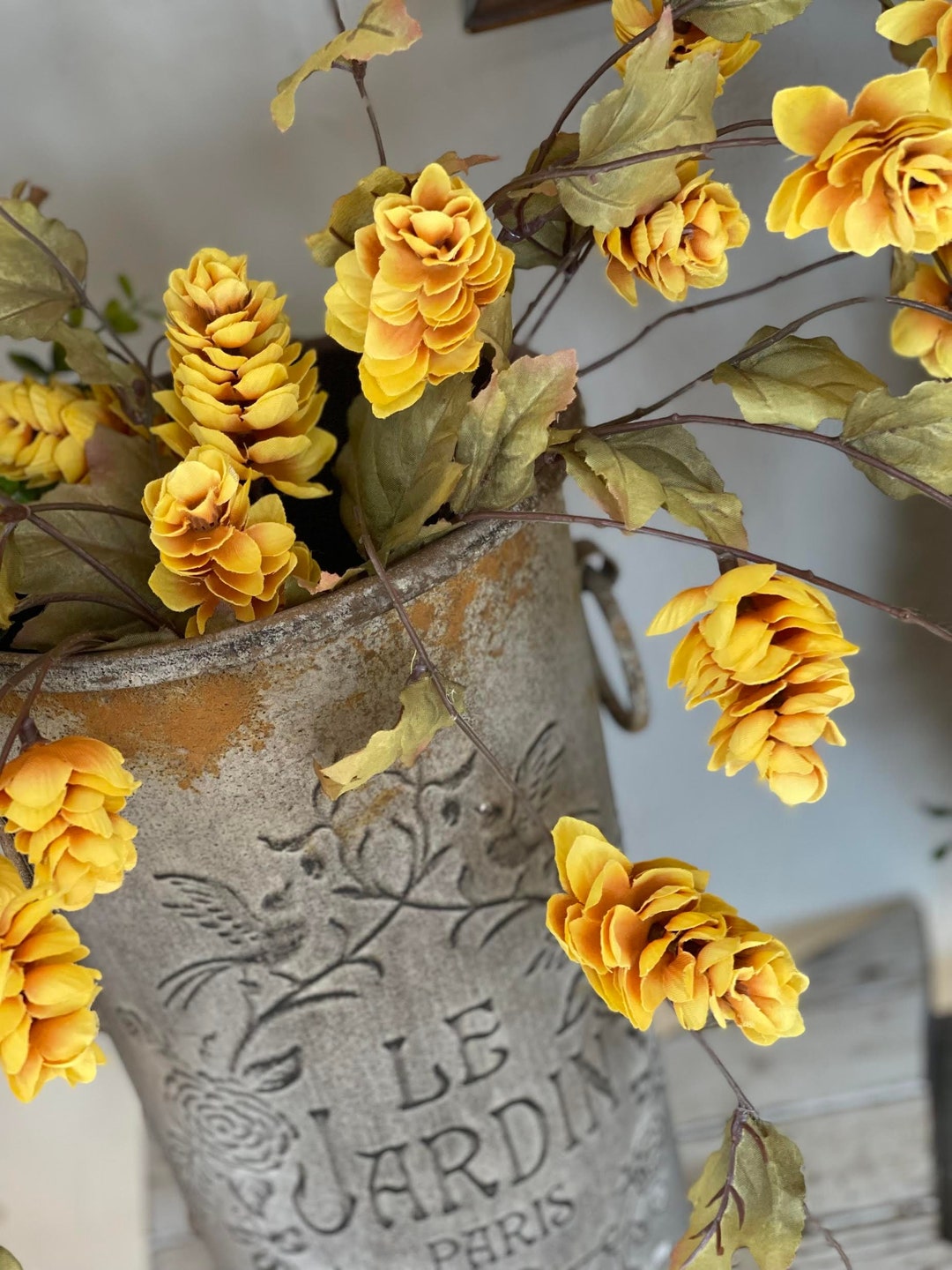 NEW Yellow Hops Stem Artificial Flowers Floral Florals Stems Plant ...