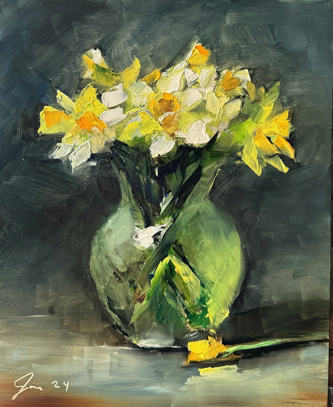 Art Original Oil Painting Cut Daffodils Canvas 8X10 - Etsy