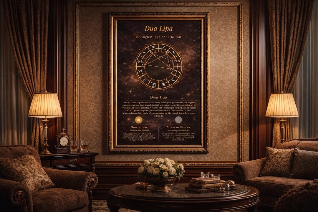 Custom Premium Natal Chart Poster — Astrology Birth Chart With Houses ...