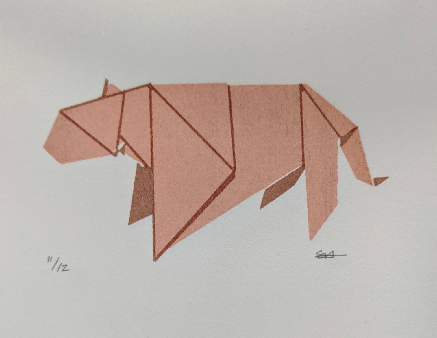 Screenprint Origami Animals - Etsy
