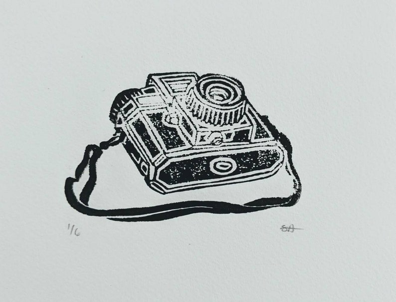 Mini Vintage Camera Linocuts - Etsy