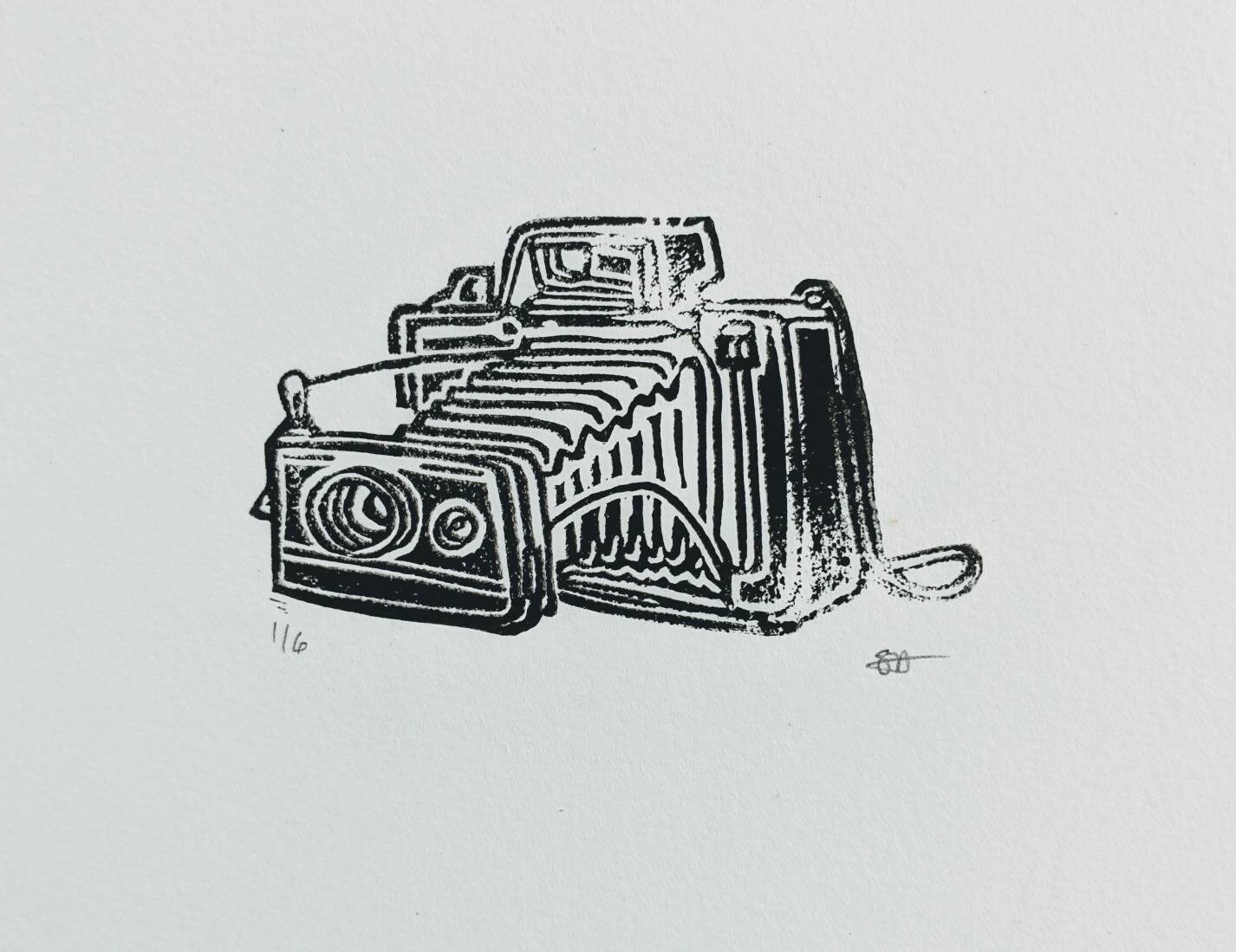 Mini Vintage Camera Linocuts - Etsy
