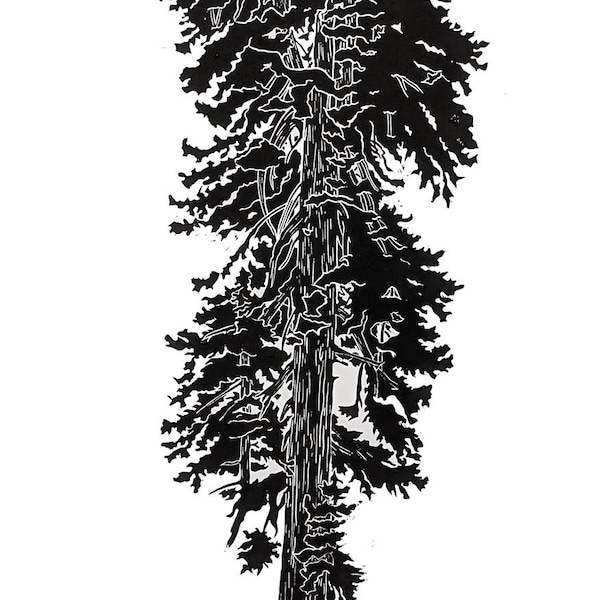 Trees Linocut - Etsy UK