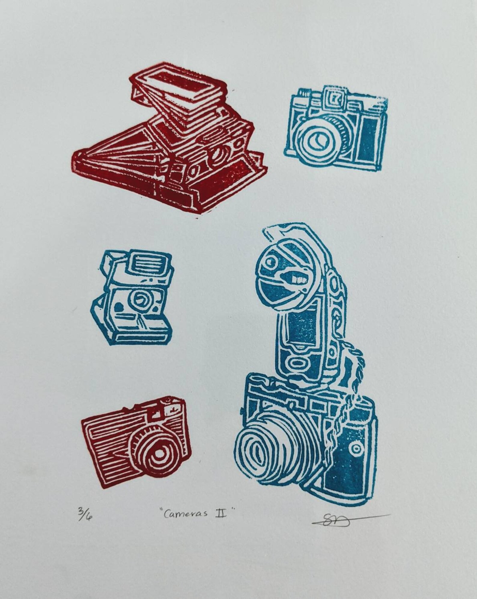 Mini Vintage Camera Linocuts - Etsy