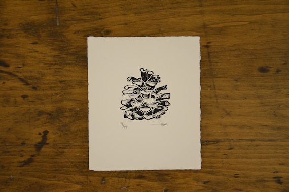 Pinecone Linocuts | Etsy